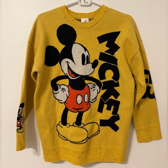 Disney | Sweaters | Disney Mickey Mouse Mustard Crewneck Sweater | Poshmark